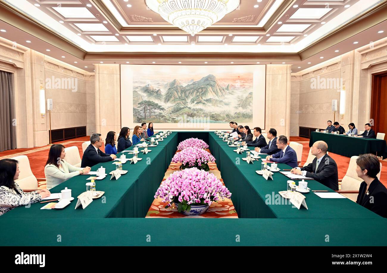 Beijing, China. 18th Apr, 2024. Chinese Vice President Han Zheng meets ...