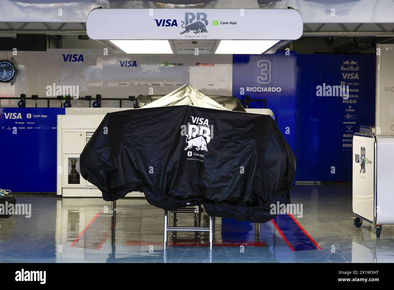 Visa Cash App RB F1 Team car in the garage during the Formula 1 Lenovo ...