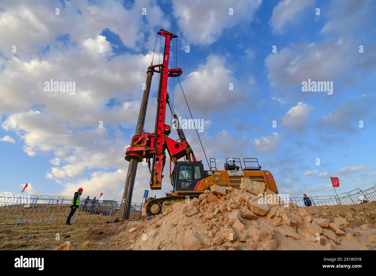 XILINGOL, CHINA - APRIL 18, 2024 - Builders work at the construction ...
