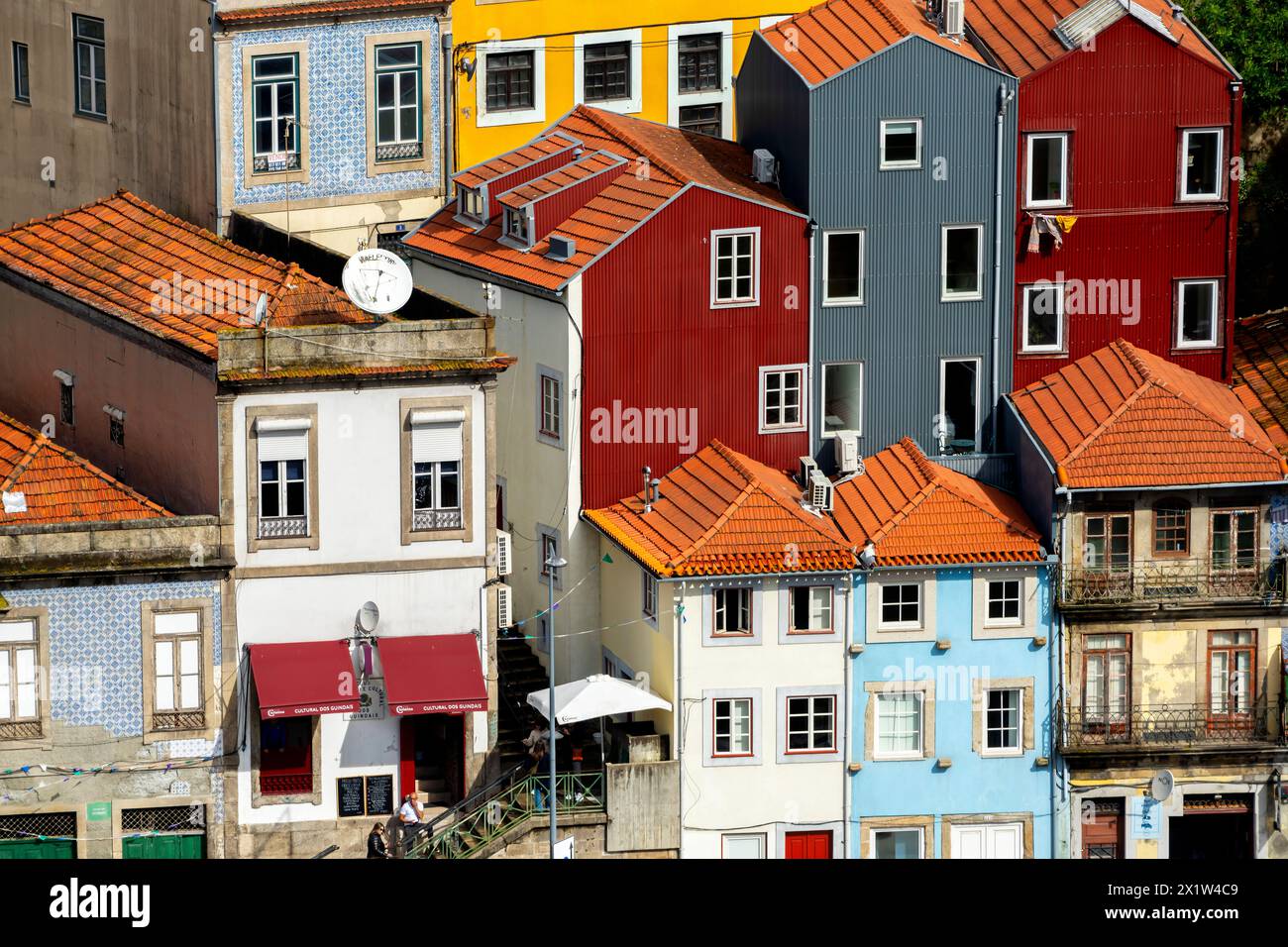 Colorful houses of Porto historic centre Ribeira. Portugal Stock Photo ...