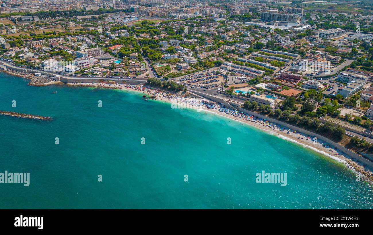 Top view, splendid aerial view of some people relaxing on a beautiful ...