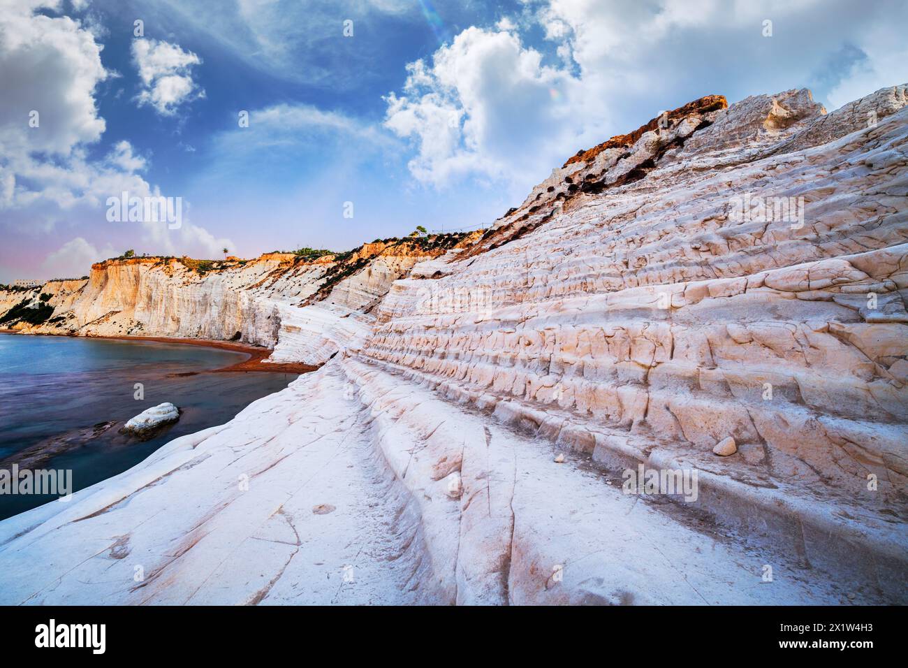 Rocky cliff of the Stairs of the Turks in Agrigento, Sicily, Italy at ...