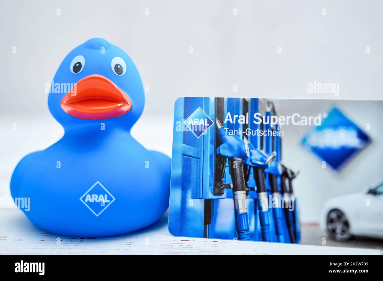 Augsburg, Bavaria, Germany - April 17, 2024: A blue rubber duck with ...