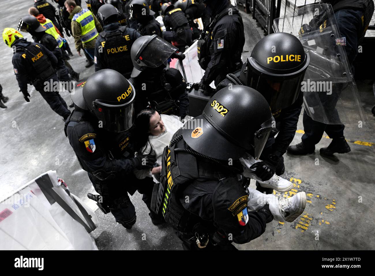 Praha, Czech Republic. 18th Apr, 2024. Police riot squad training at ...
