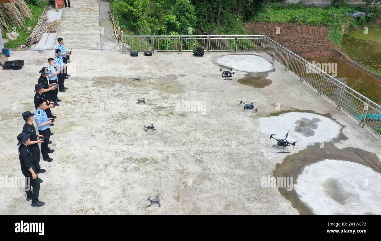 CHONGQING, CHINA - APRIL 17, 2024 - Police use police drones to carry ...