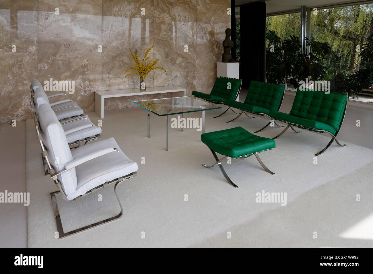 Interior view, living room, Villa Tugendhat (architect Ludwig Mies van ...