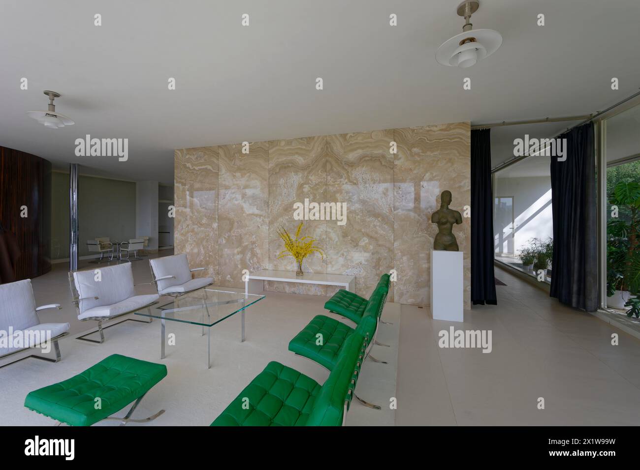 Interior view, living room, Villa Tugendhat (architect Ludwig Mies van ...