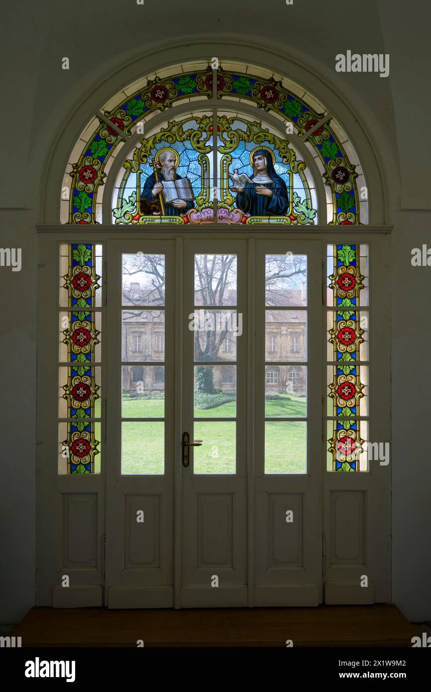 Interior view, door, cloister, Benedictine monastery Rajhrad, Loucka ...
