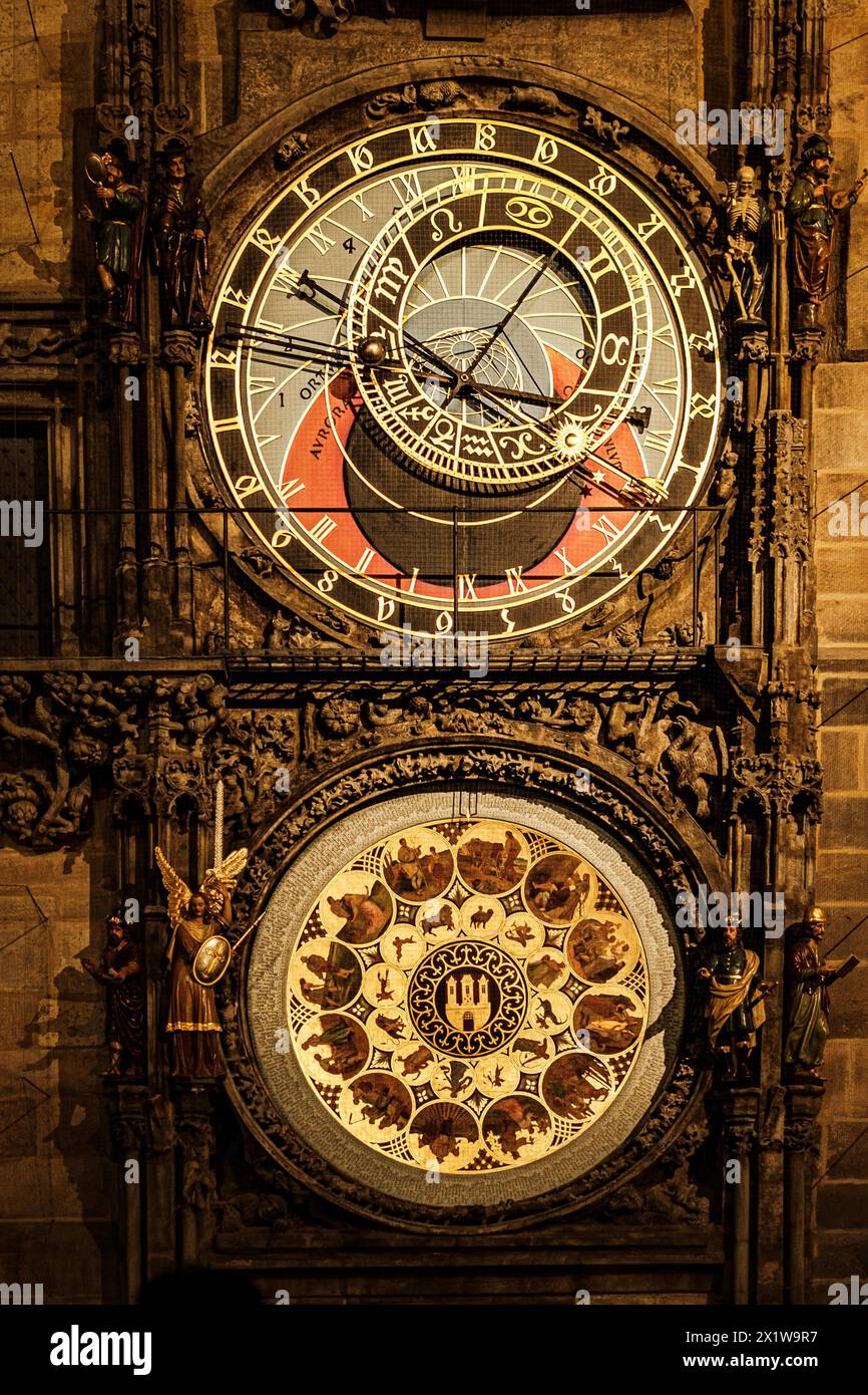 Clock, calendar, sun hand, moon hand, zodiac sign, apostle clock Prague ...