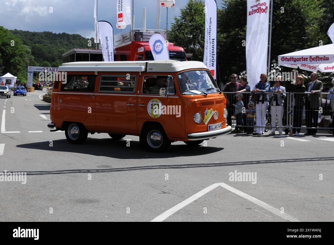 Old VW Bulli at a classic car race on a sunny day, SOLITUDE REVIVAL ...