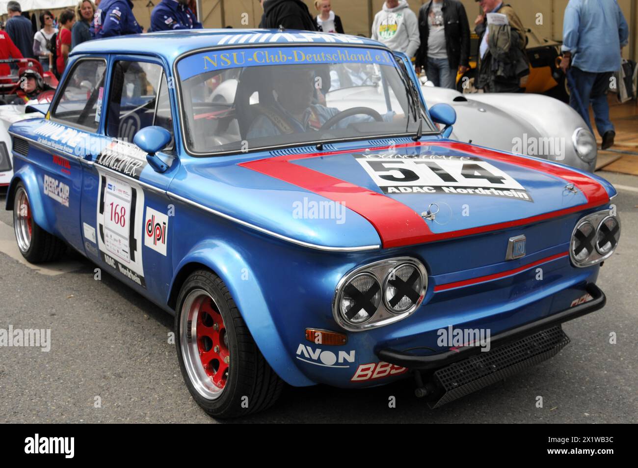 NSU TT, built in 1968, A blue NSU racing classic car with the number ...