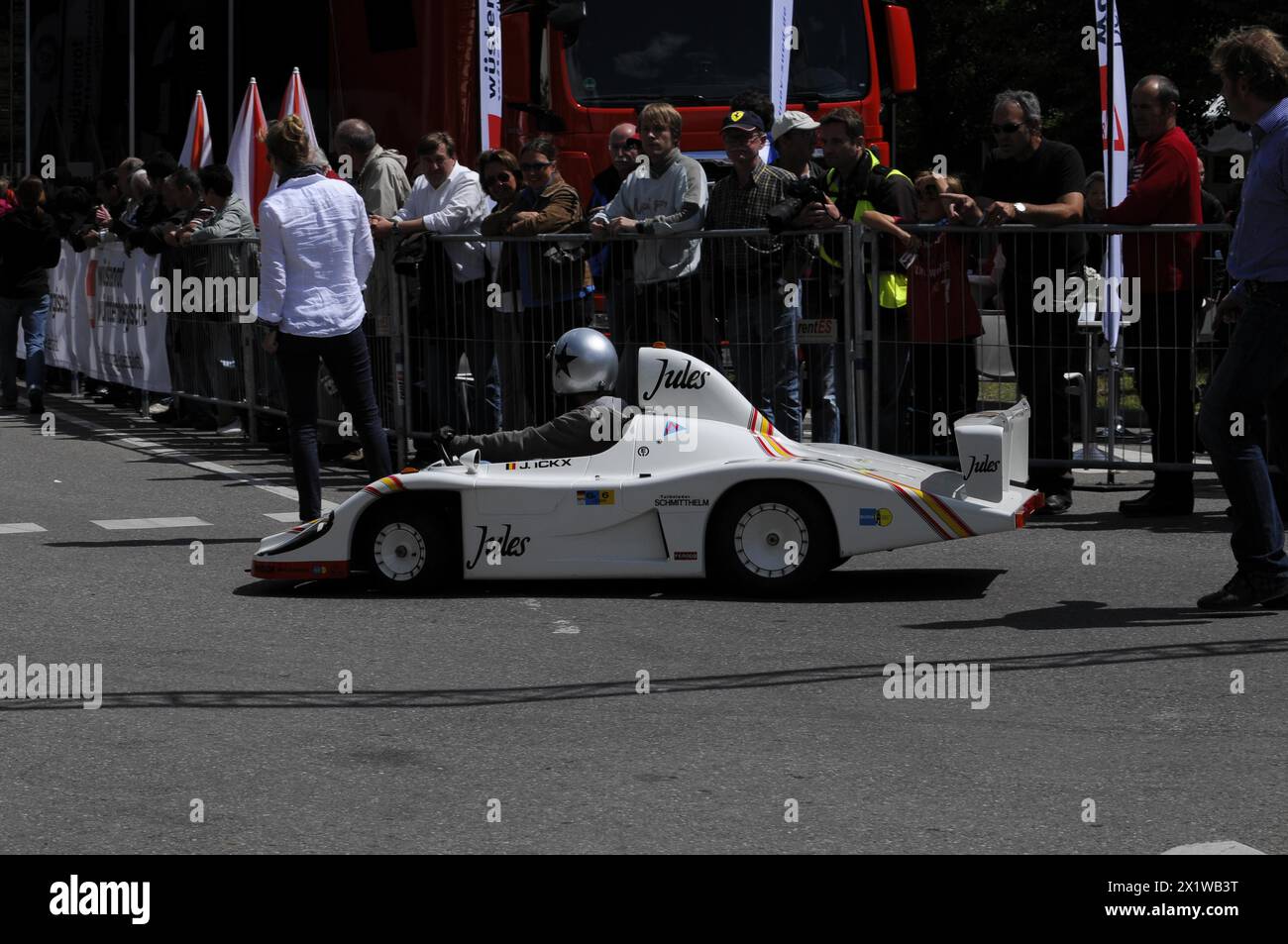 Small white racing car on a secured race track during a race, SOLITUDE ...