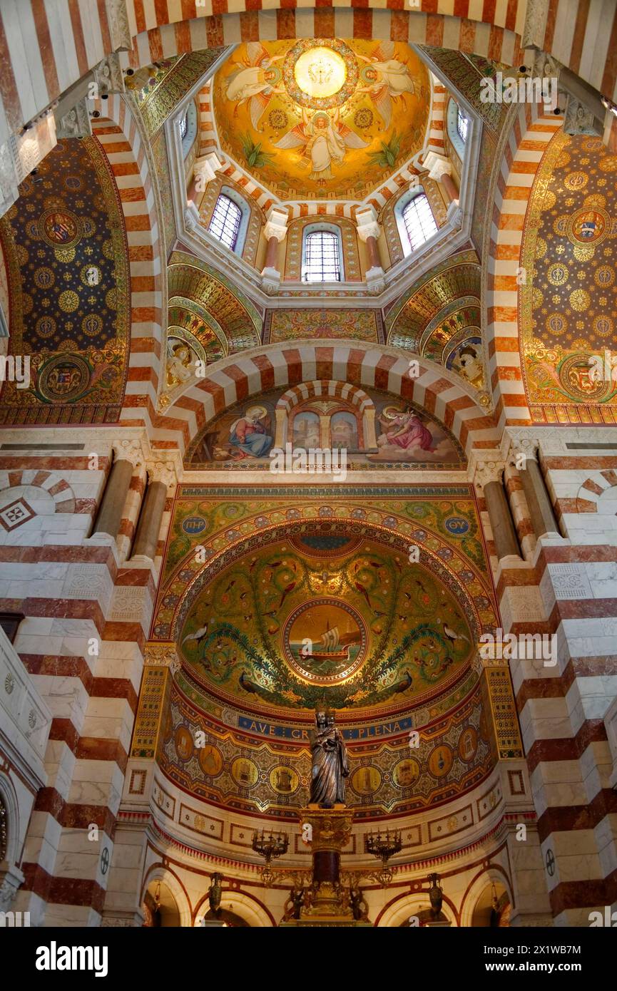 Interior view, Marseille Cathedral or Cathedrale Sainte-Marie-Majeure ...