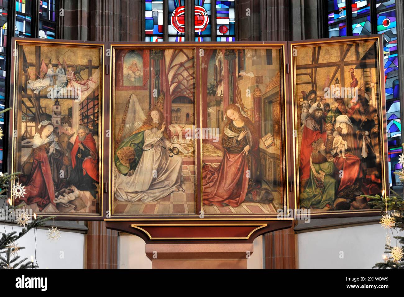 Altar of St Mary's Chapel, Market Square, Wuerzburg, detailed view of a ...