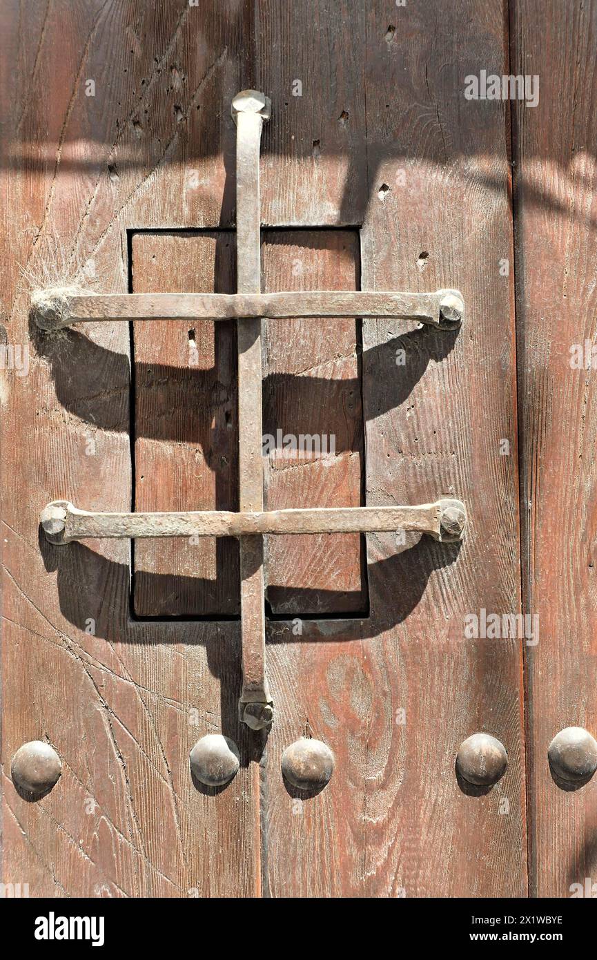 Solabrena, Traditional heavy lock on a rustic wooden door, Andalusia ...