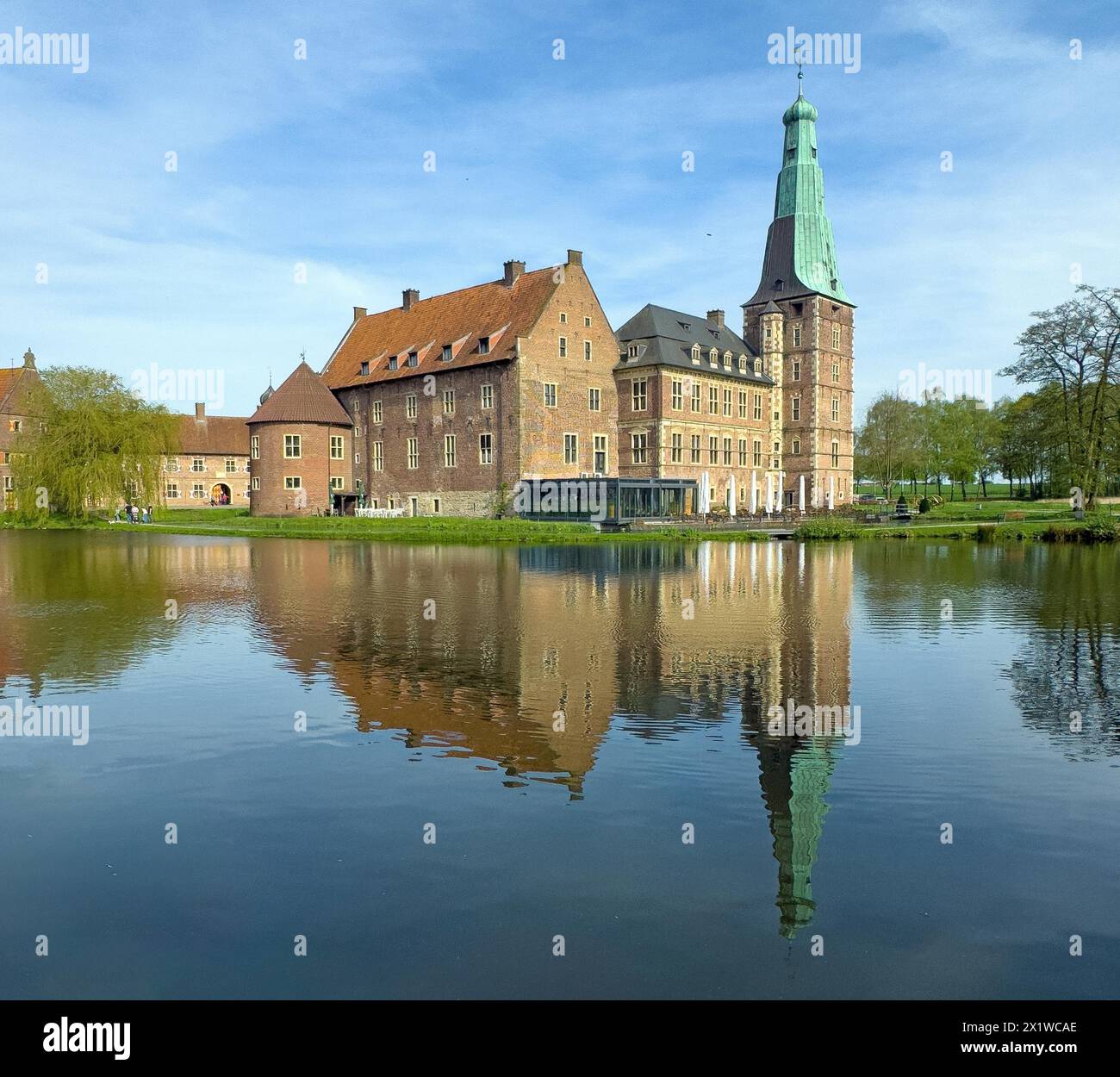 View over moat to historic moated castle from Renaissance Raesfeld ...