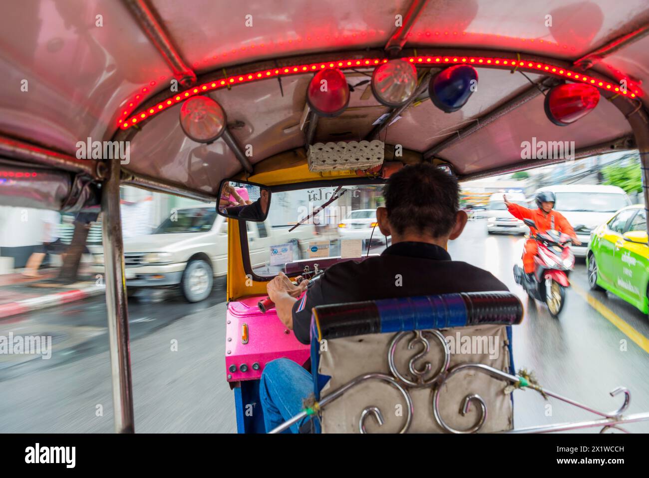 Ride a tuk tuk through the city, sightseeing, taxi, driving, speed ...