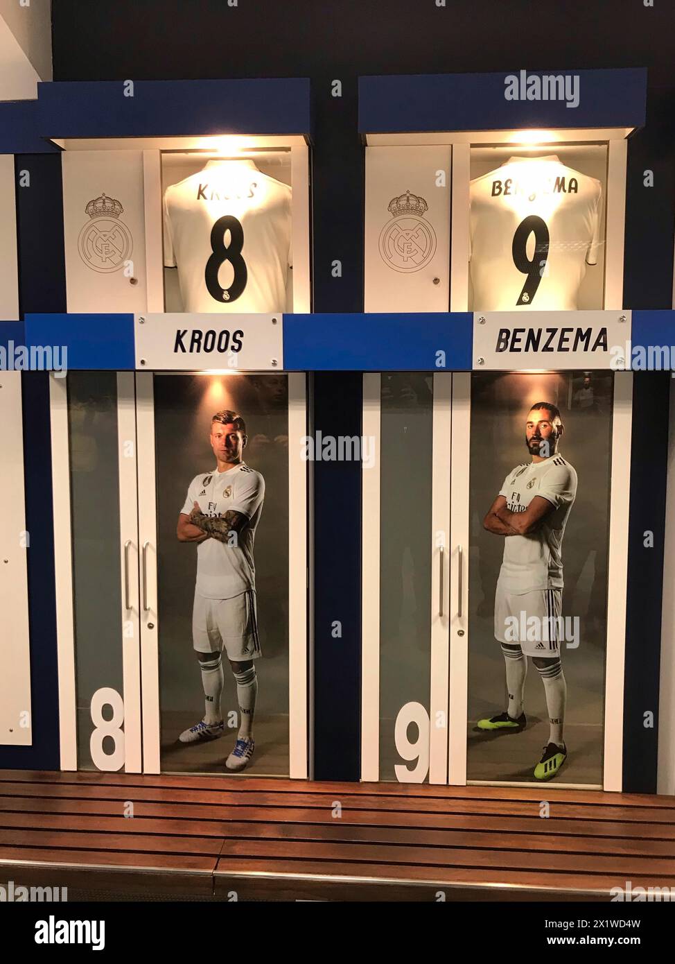 Football stadium Estadio Santiago Bernabeu, players' dressing room ...