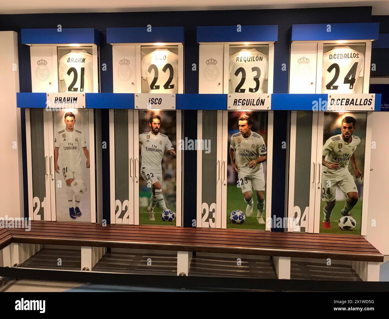 Football stadium Estadio Santiago Bernabeu, players' dressing room ...