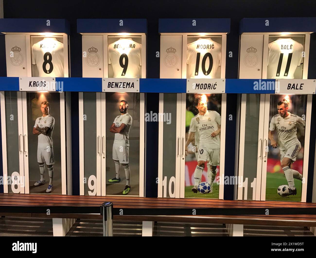 Football stadium Estadio Santiago Bernabeu, players' dressing room ...