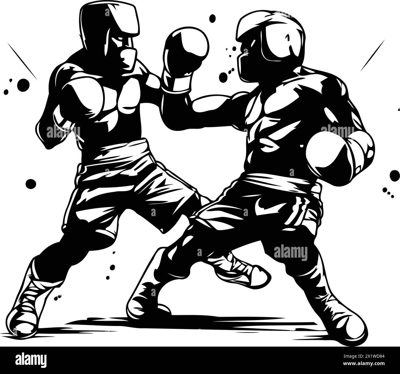 Boxing match. Vector illustration of two boxers in gloves Stock Vector ...
