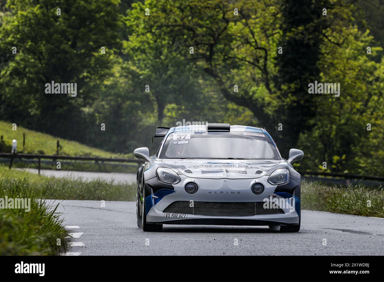 37 PINTO Sergio, GREPPIN Charlene, Alpine A110, action during the Rallye Rhone Charbonnieres ...