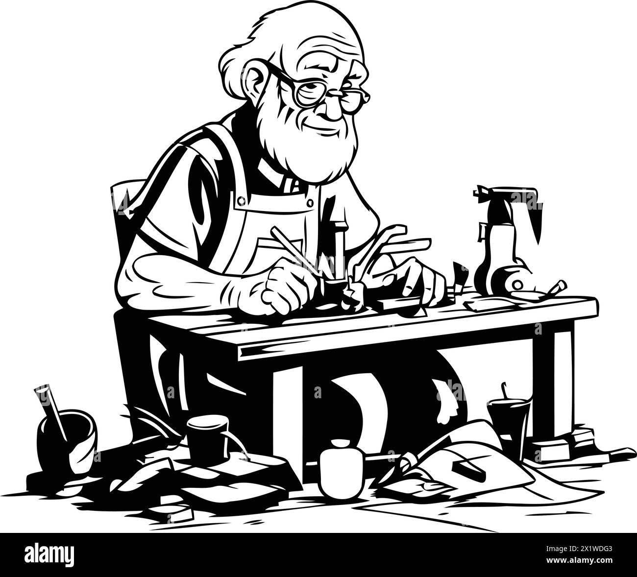 Craftsman working with wood Stock Vector Images - Alamy