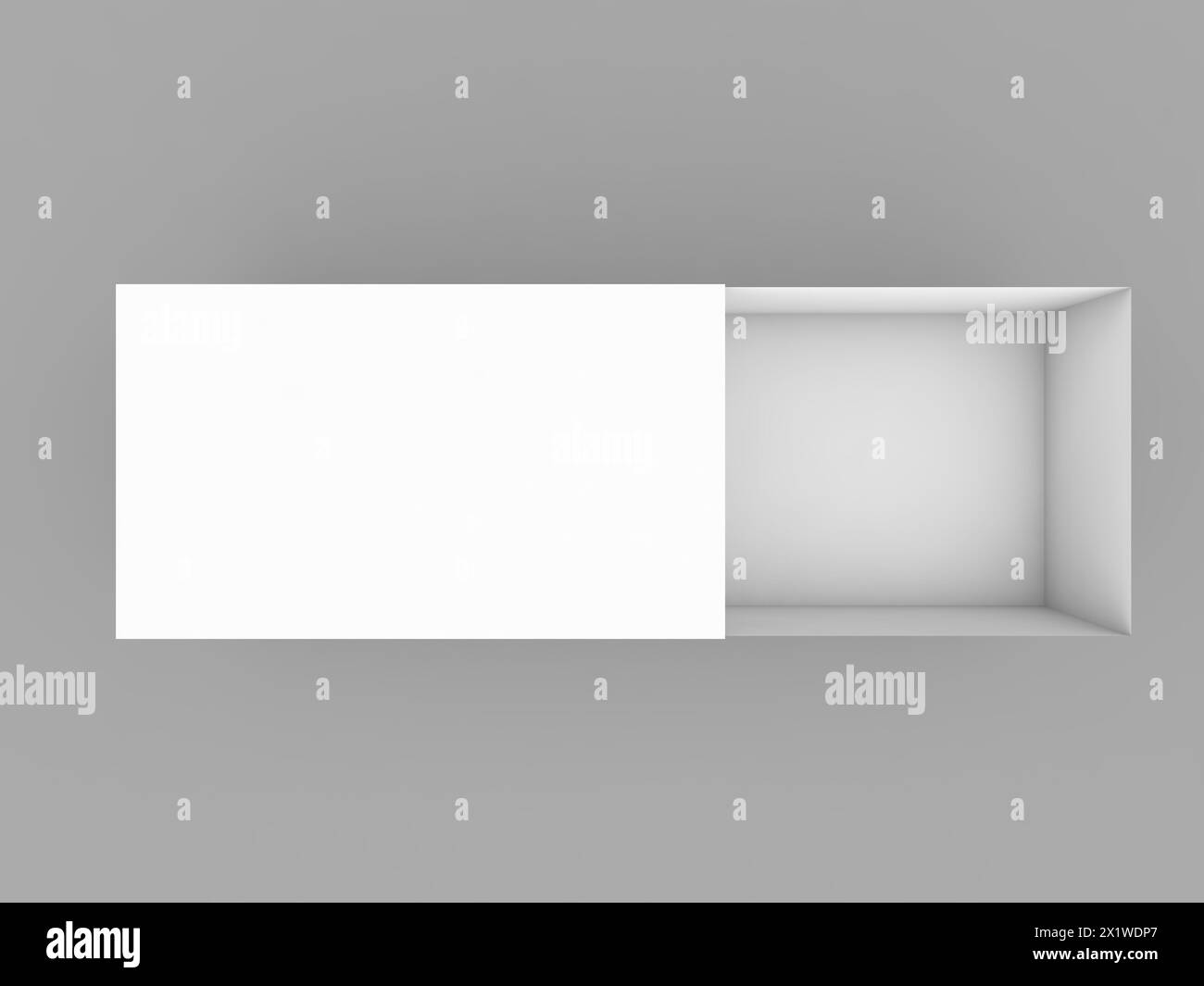 White realistic open paper box on a gray background. 3d render ...