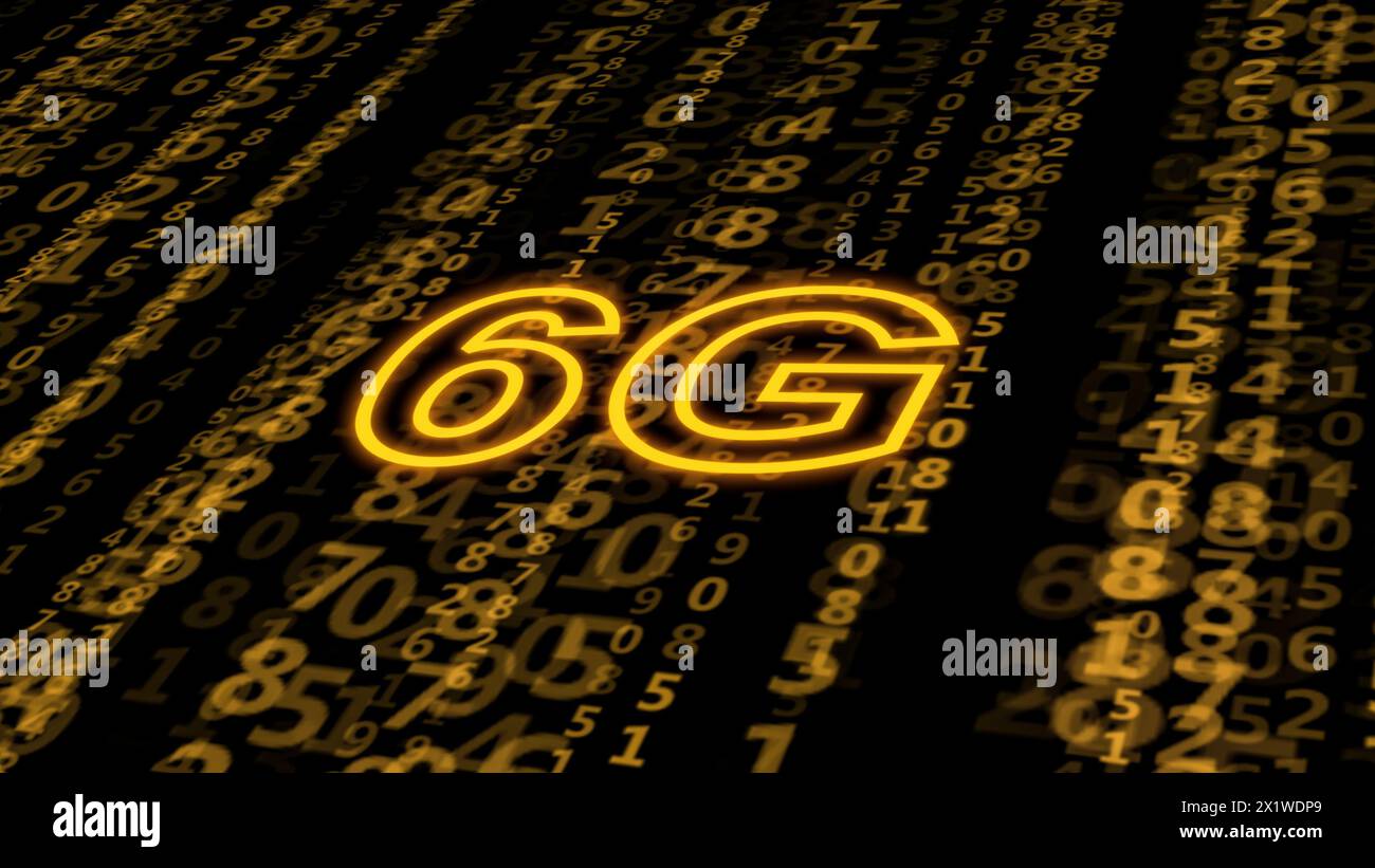 6G on digital background. Sixth generation of mobile communication ...