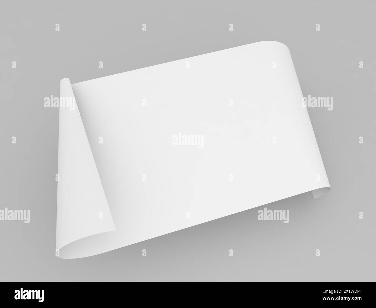 Curved sheet of A4 paper on a gray background. 3d render illustration ...