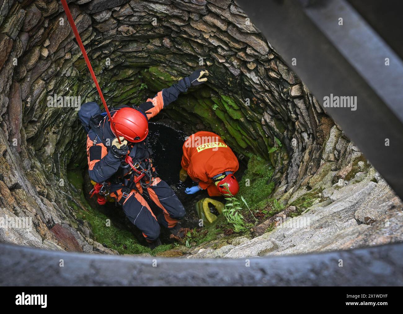 A specialised firefighters' response team practiced rescuing a person ...