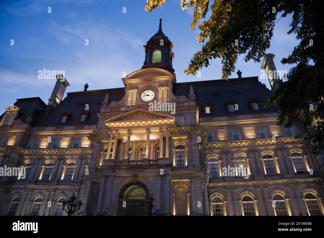 Second empire style multistory Montreal City Hall building facade with ...