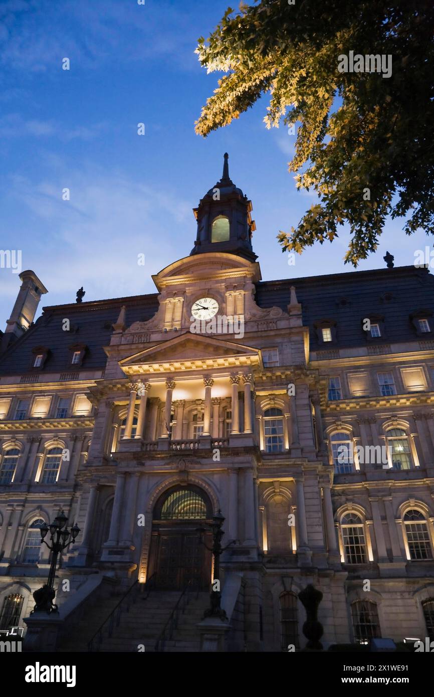 Second empire style multistory Montreal City Hall building facade with ...