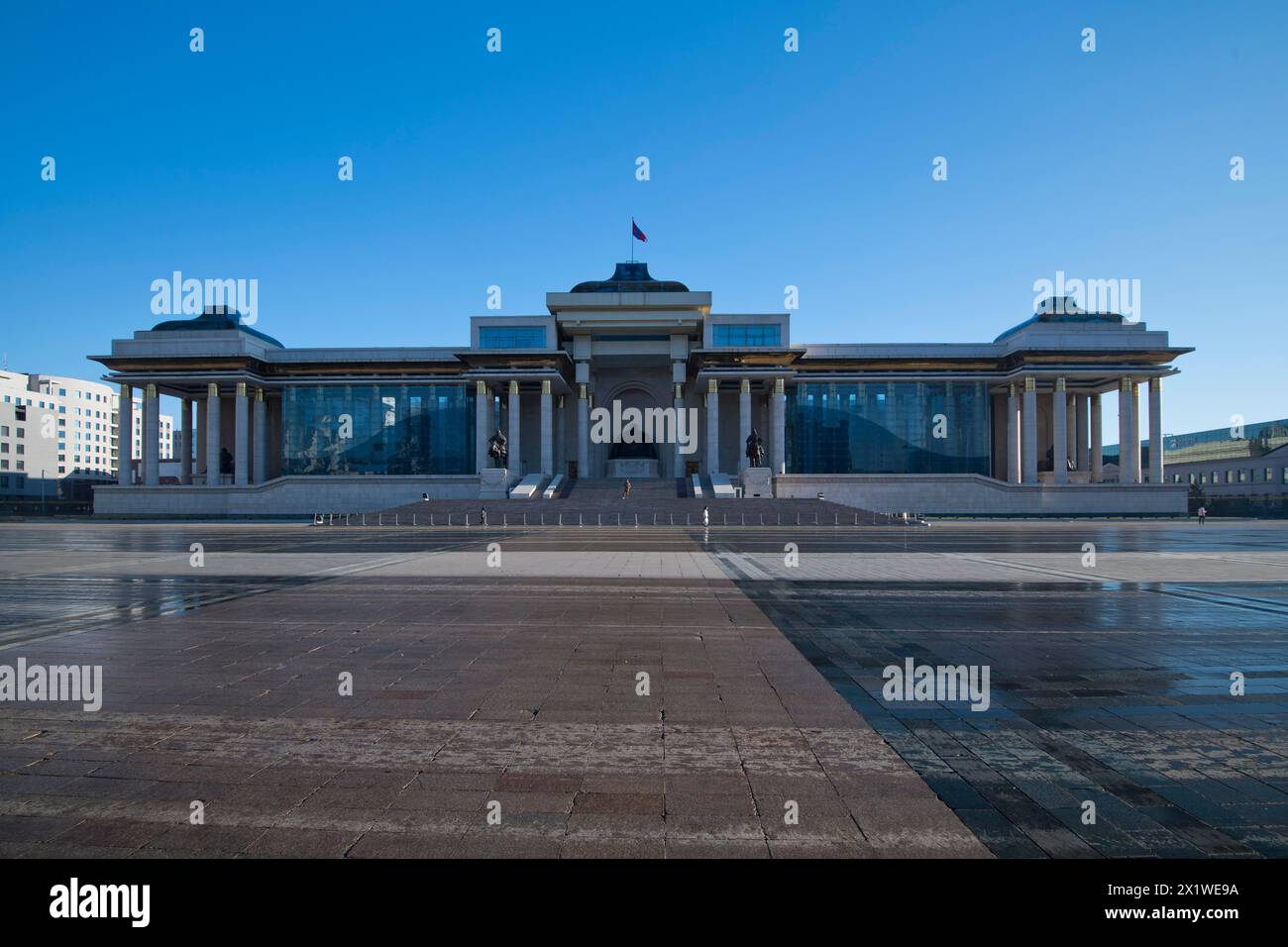 Mongolian government palace, state palace, parliament building with ...