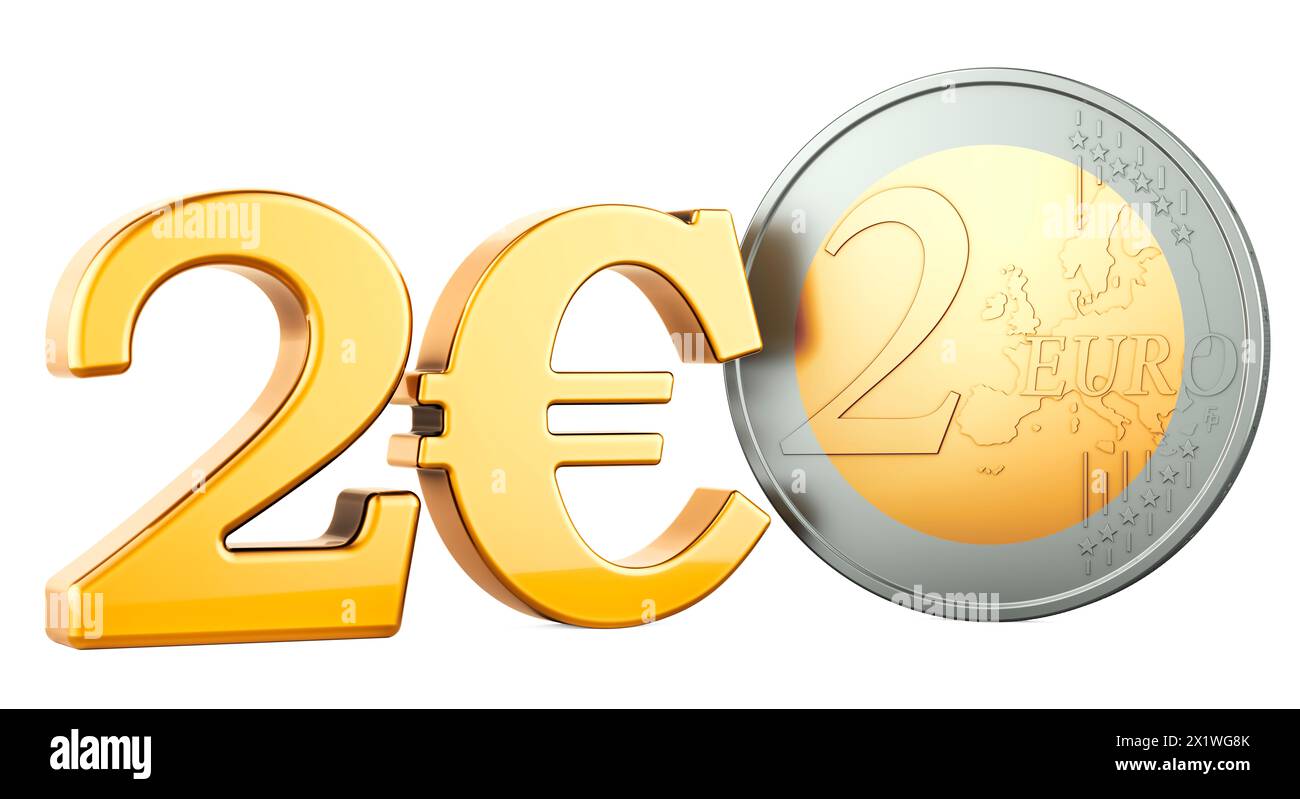 2 Euro Coin, 3D rendering isolated on white background Stock Photo - Alamy