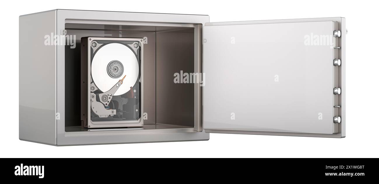 Hard Disk Drive Hdd Inside Safe With Combination Lock 3d Rendering