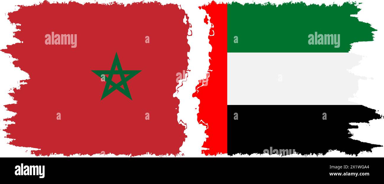 United Arab Emirates and Morocco grunge flags connection, vector Stock ...