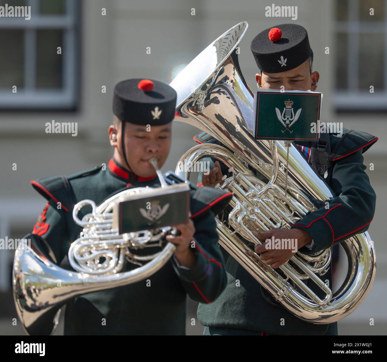 Wellington Barracks, London, UK. 18th Apr, 2024. The Queen's Gurkha ...