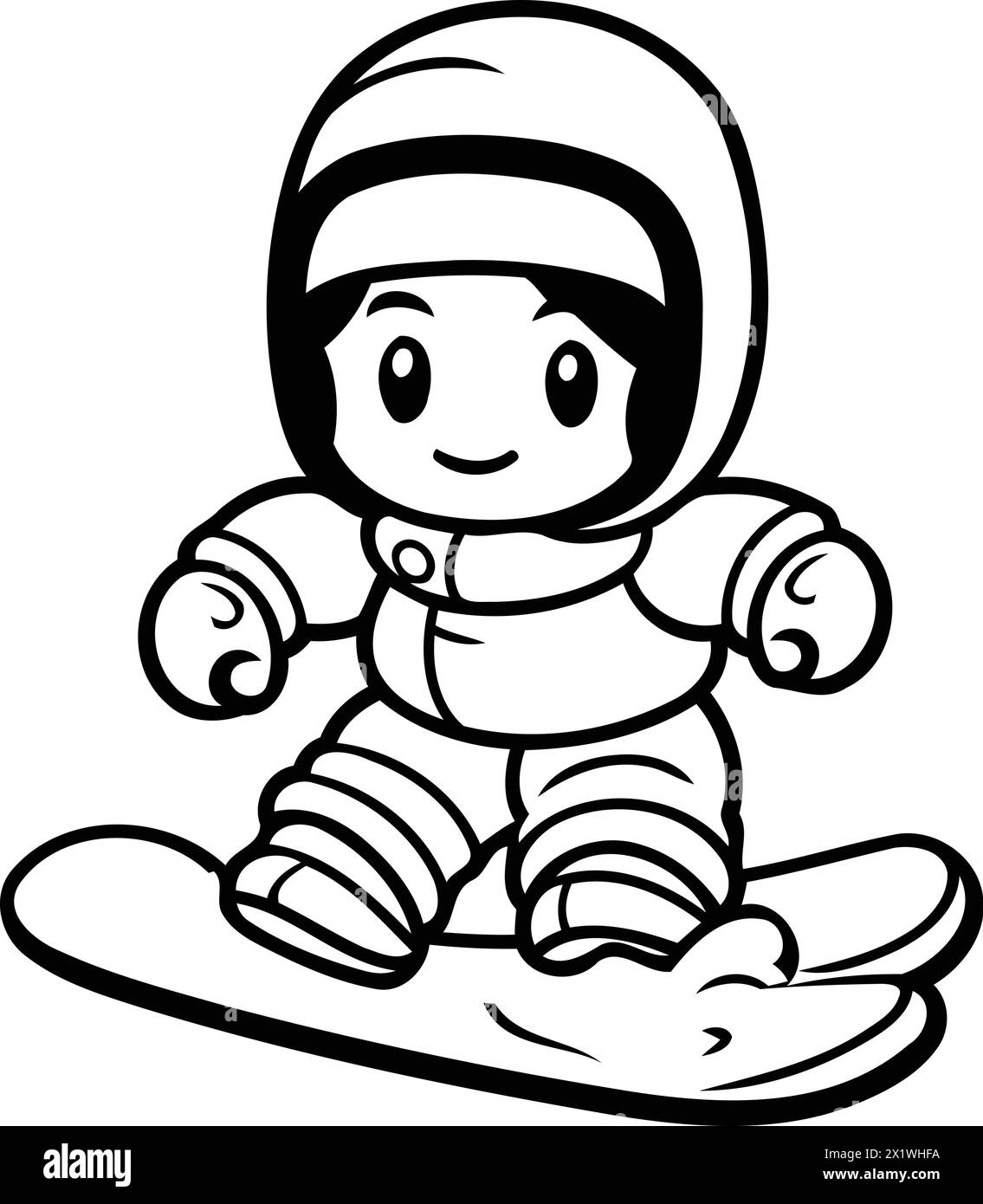 Little snowboarder on a white background. Cartoon vector illustration ...