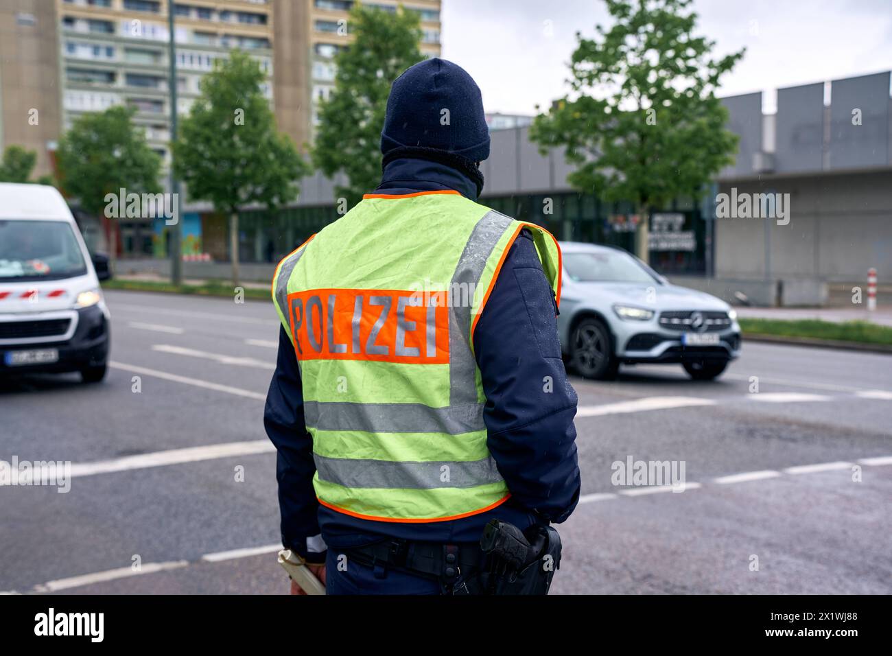 Augsburg, Bavaria, Germany - April 17, 2024: Police officer in uniform ...