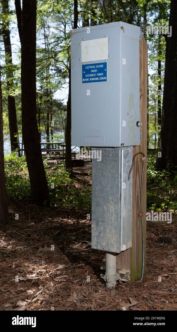 The cover is closed on this electric box used for 30 and 50 amp ...