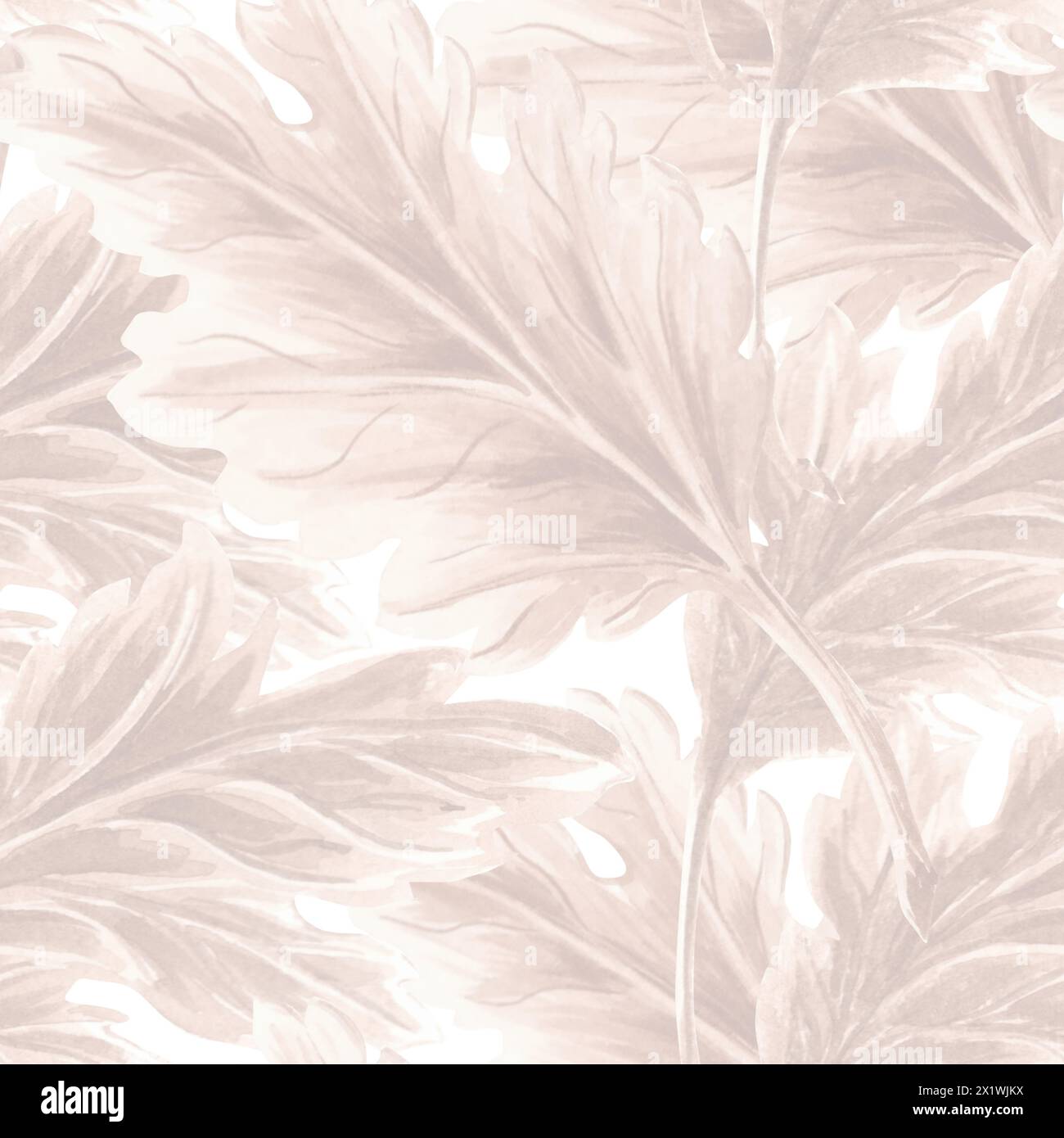 Seamless pattern monochrome from chrysanthemum leaves in vintage style ...