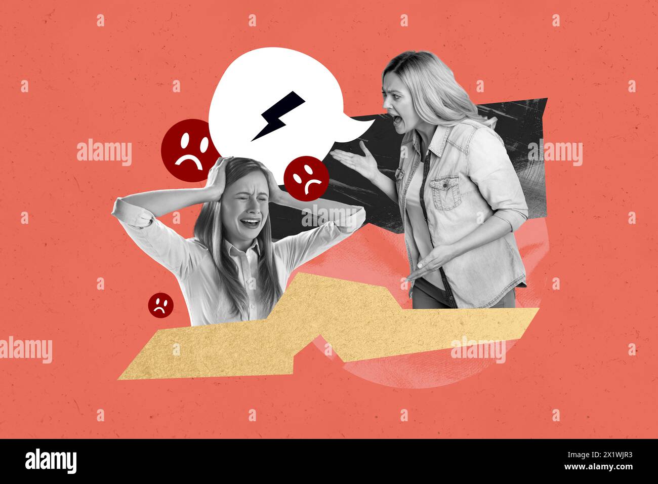 Composite collage picture image of screaming female argument hater ...