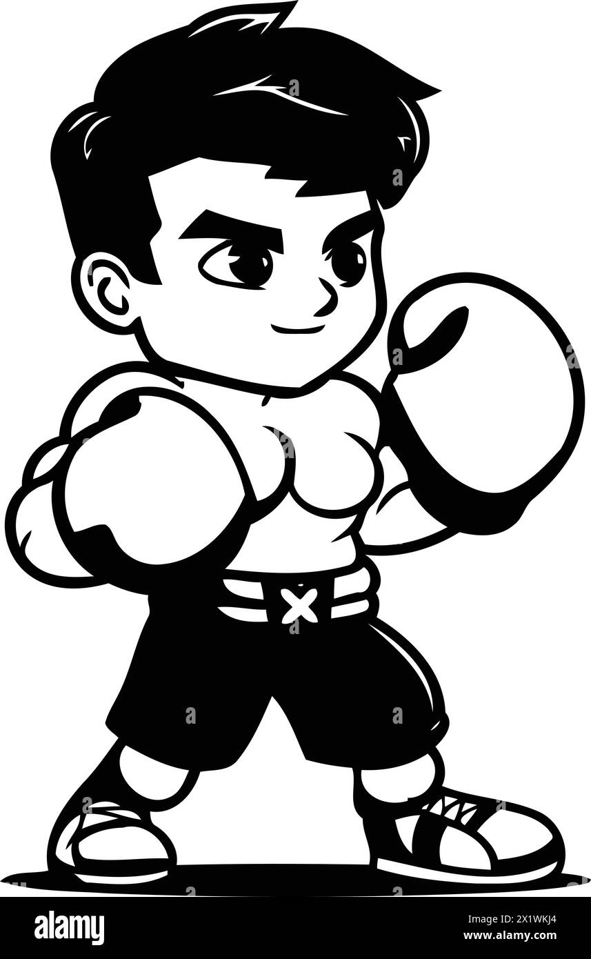 Cartoon boxer vector illustration Black and White Stock Photos & Images ...