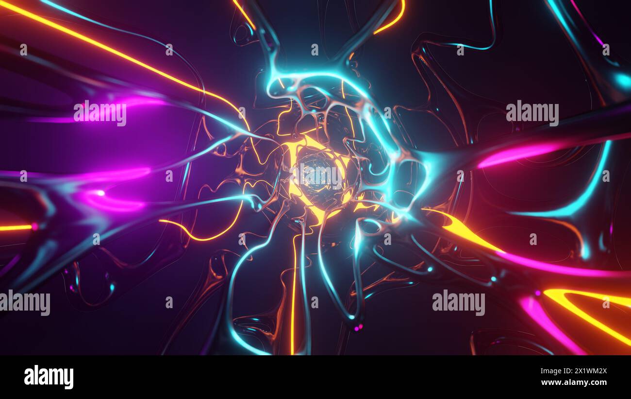 Neon lights create stunning visual effects in a tunnel Stock Photo - Alamy