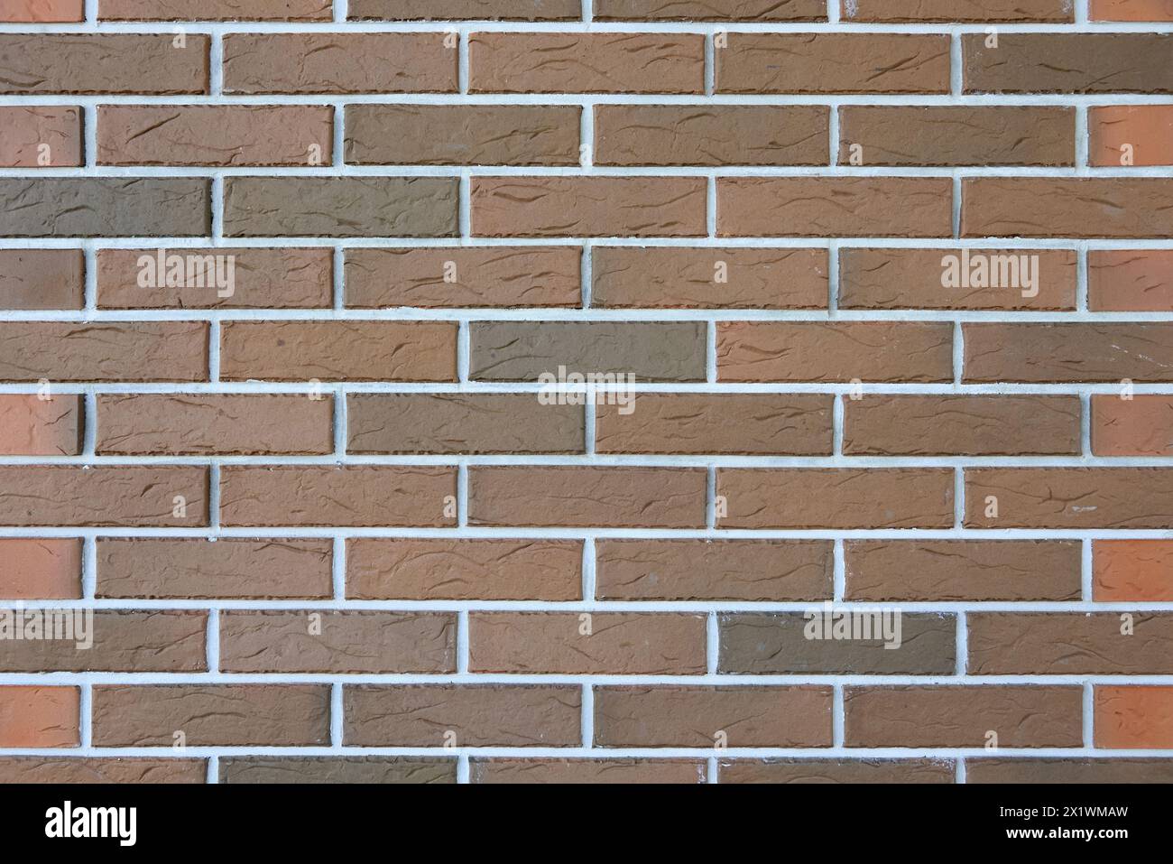 Brown brick wall texture with white grout Stock Photo - Alamy