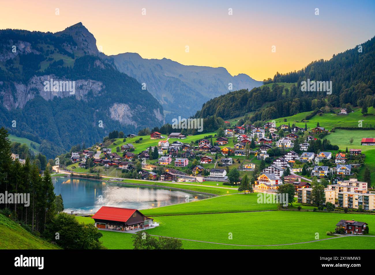Engelberg, Switzerlan with Eugenisee Lake and alps Stock Photo - Alamy