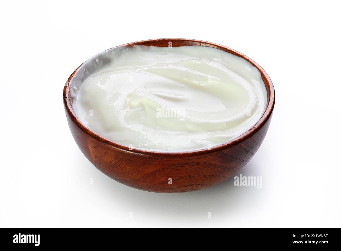 cream sour in a plate isolated white background Stock Photo - Alamy