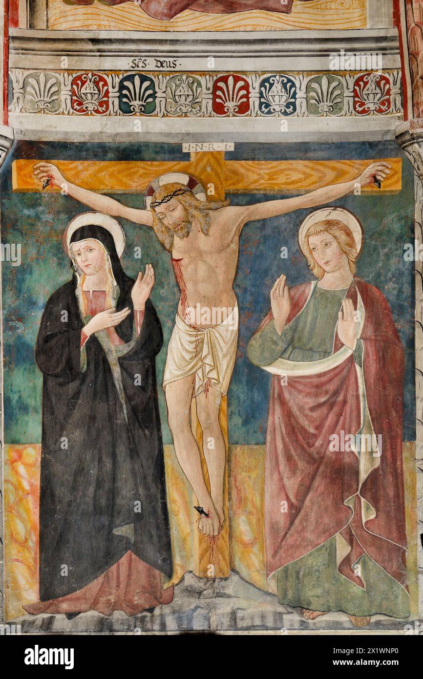 Crucifixion 15th Century Umbrian School Fresco Cycle Church Of San Giovanni Battista Arrone