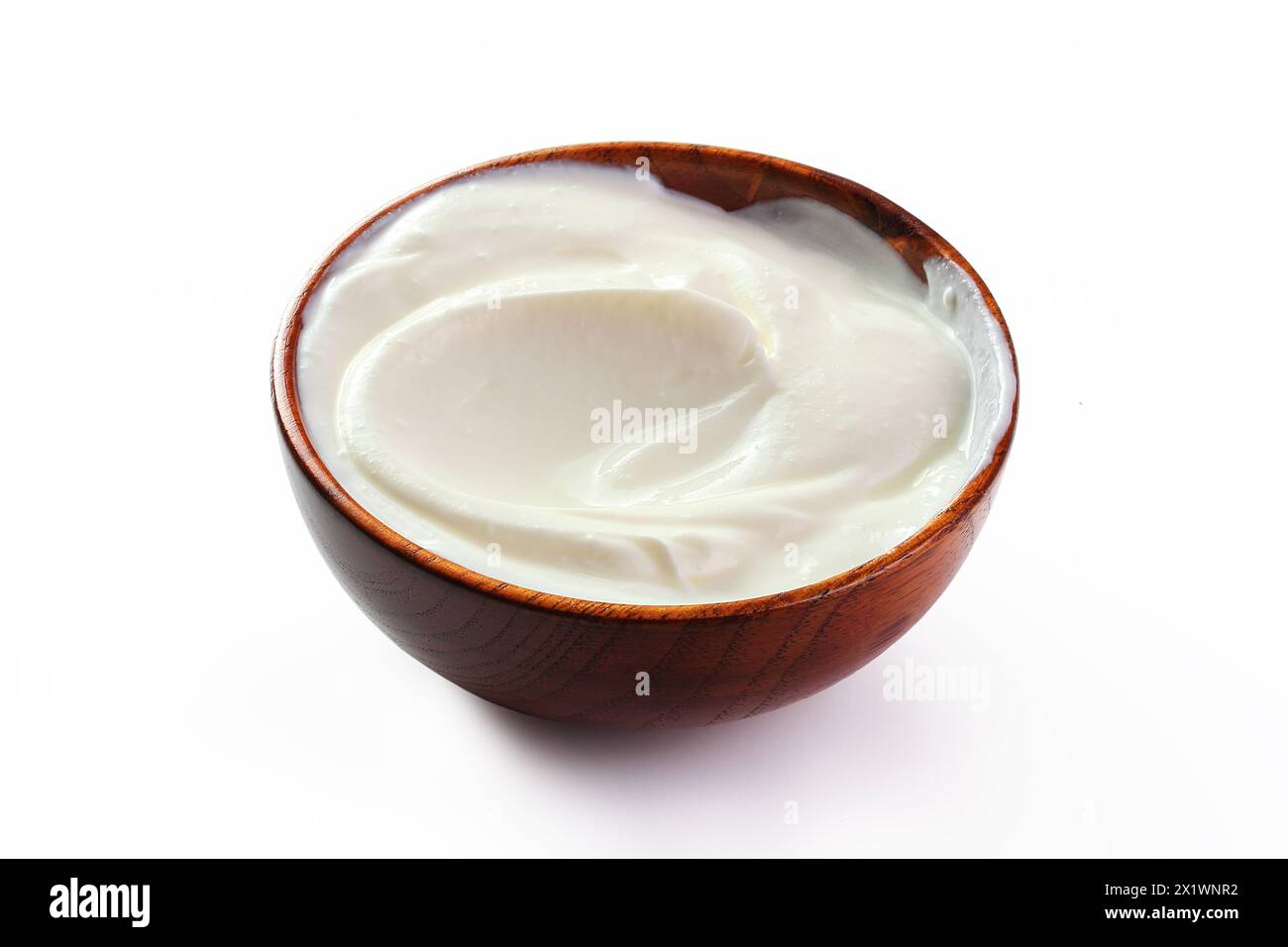 cream sour in a plate isolated white background Stock Photo - Alamy